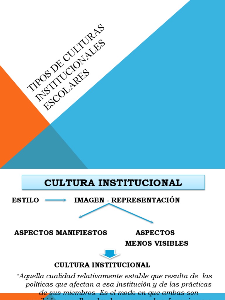 POWER POINT - Tipos de Culturas Institucionales Escolares. | PDF