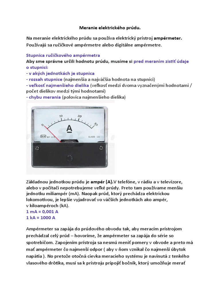 2.a ELE Meranie Elektrickeho Prudu | PDF