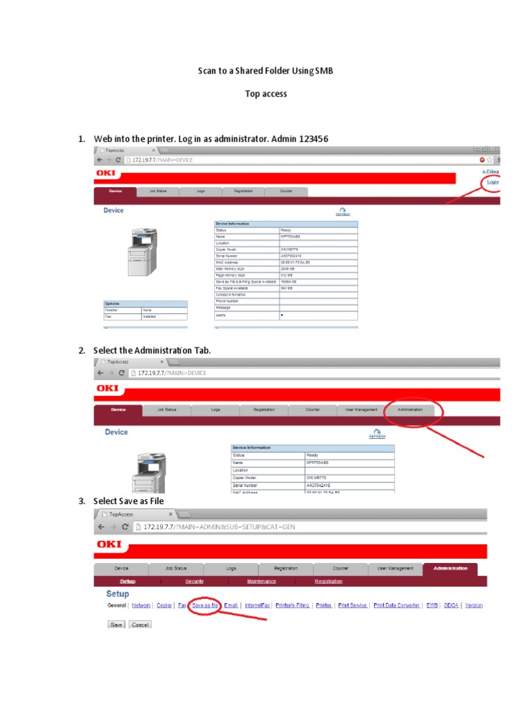 Setup SMB Scan to Shared Folder | PDF | Computers