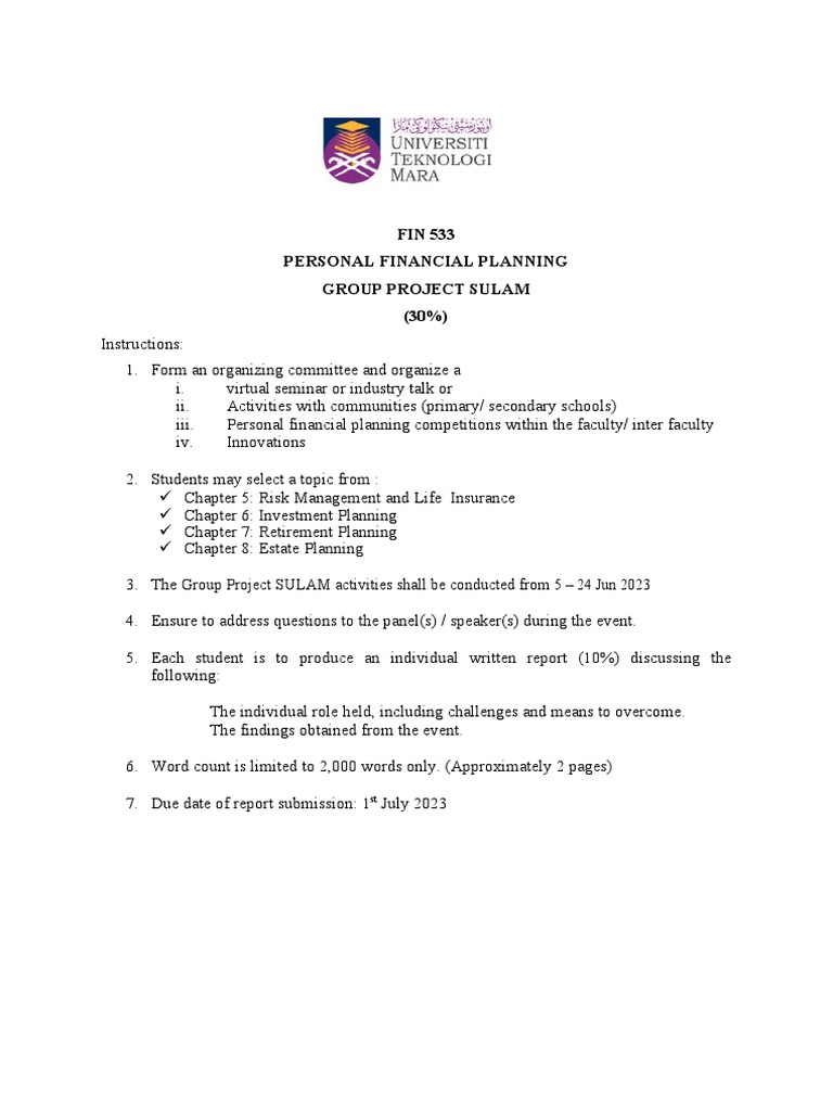 GROUP PROJECT SULAM 30% | PDF