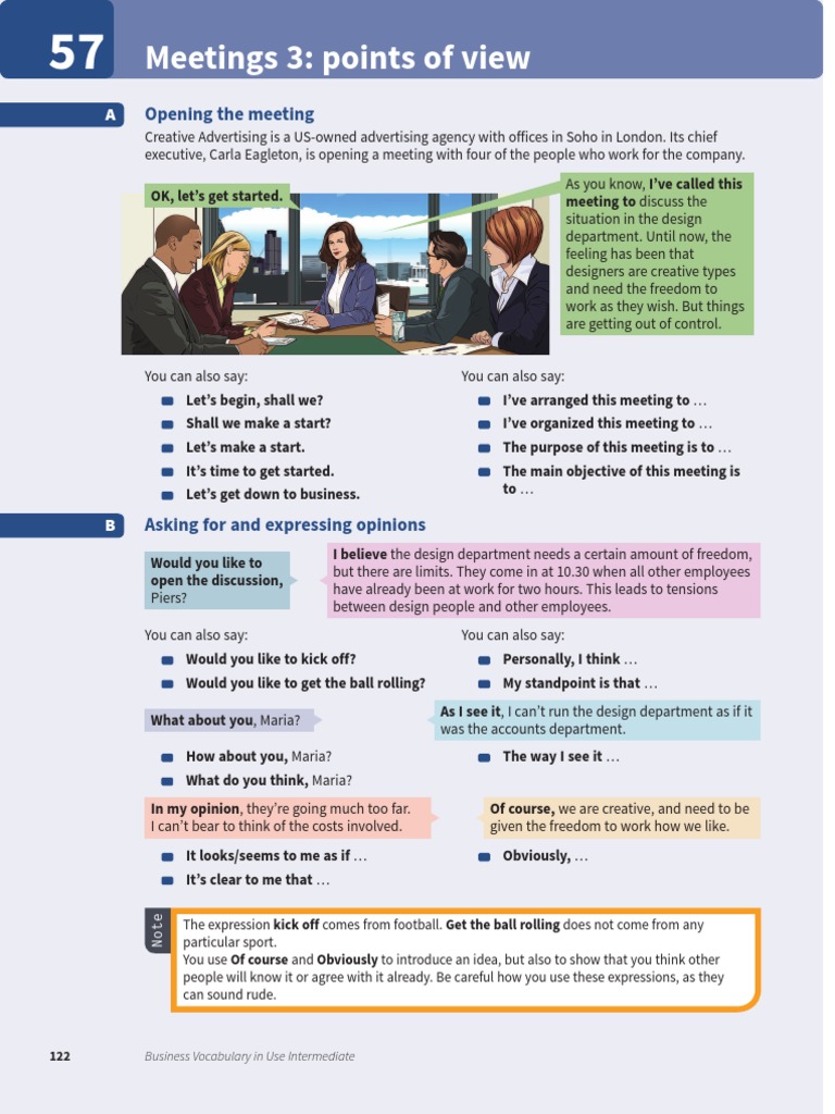 Business Vocabulary for Meetings | PDF | Career & Growth