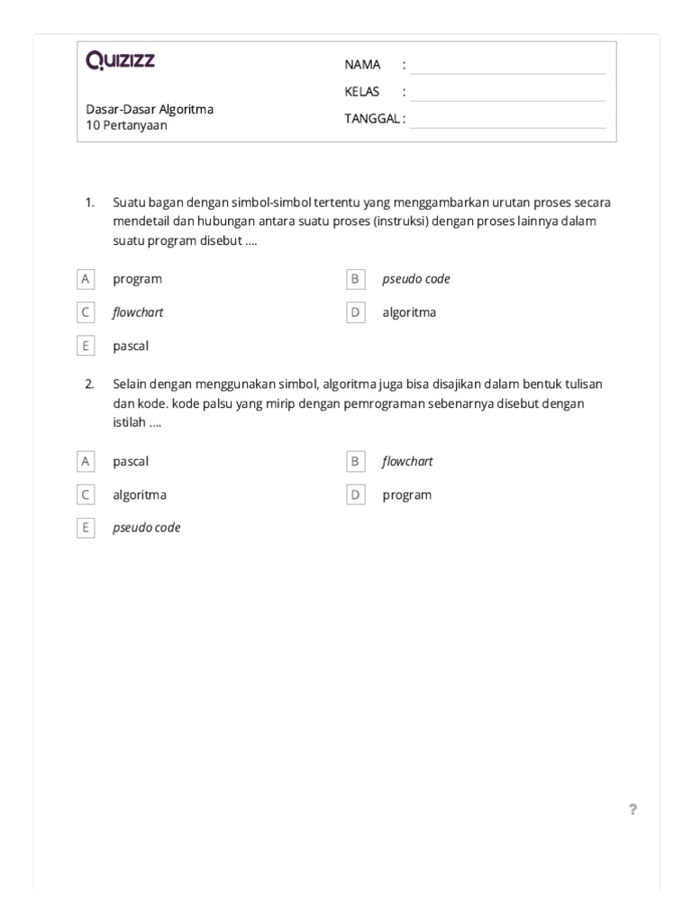 Latihan Dasar-Dasar Algoritma | PDF | Metode & Bahan Ajar | Komputer