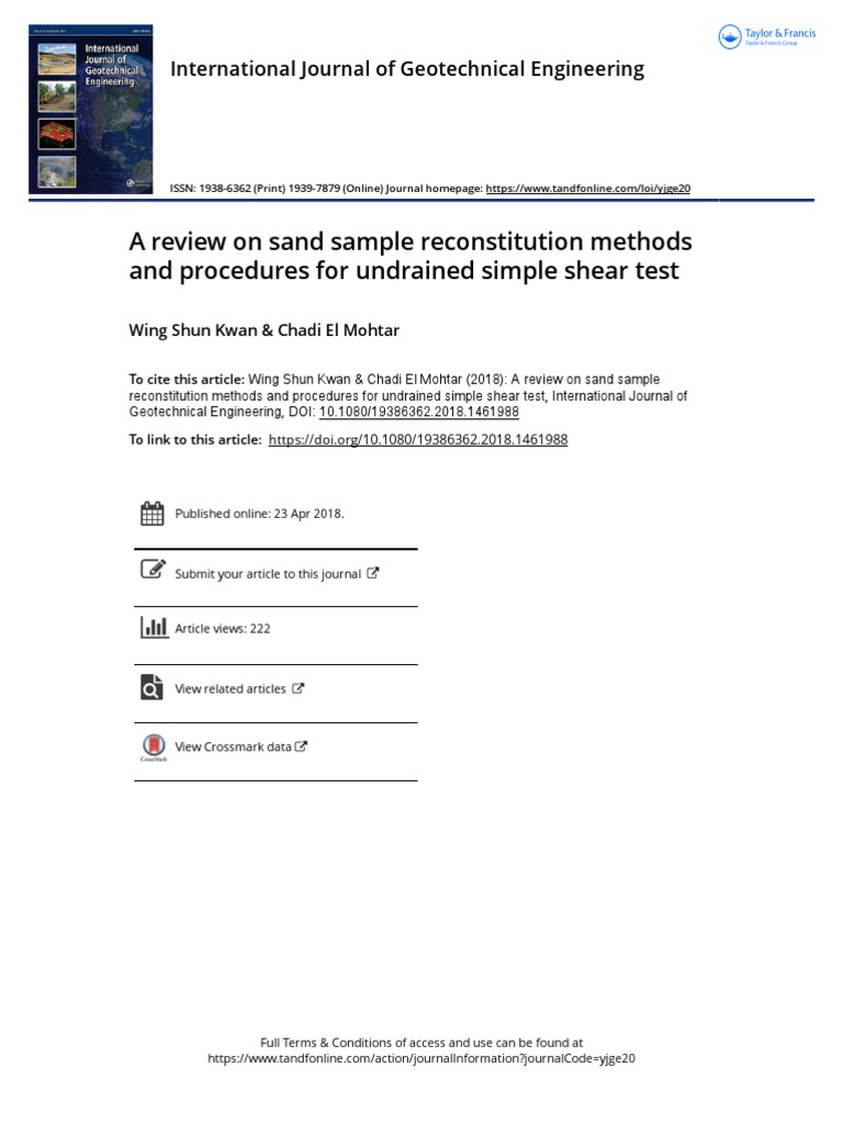 Sand Reconstitution for Shear Tests | PDF | Teaching Methods & Materials