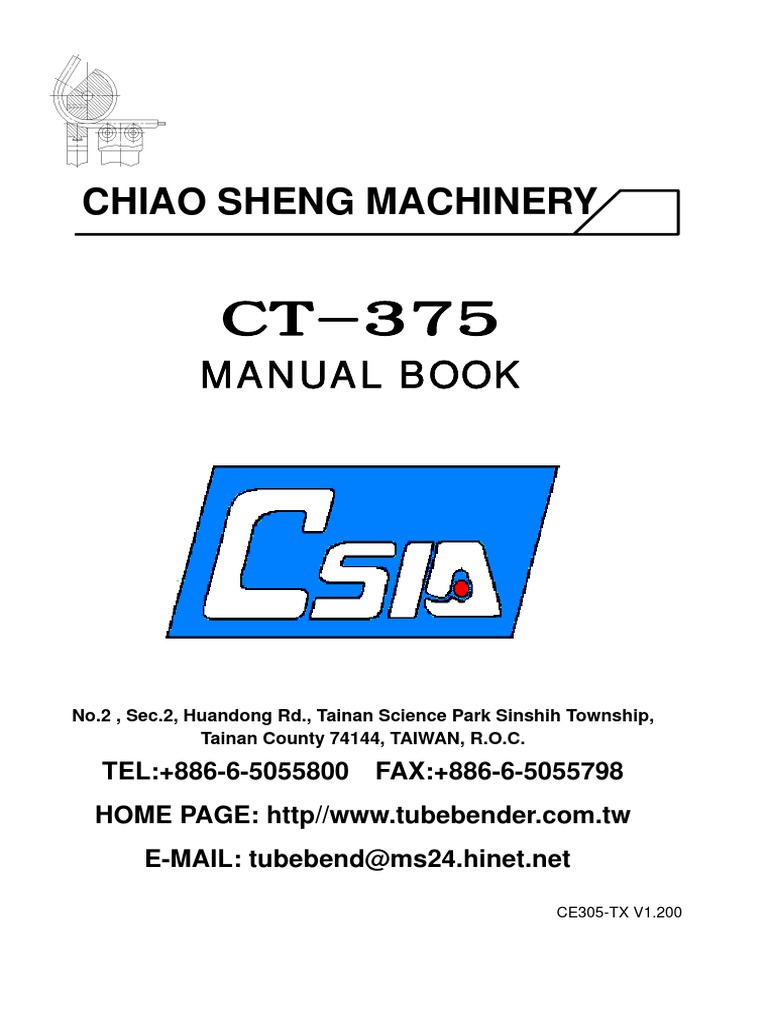 CT375 Manual (100216) | PDF | Switch | Lubricant