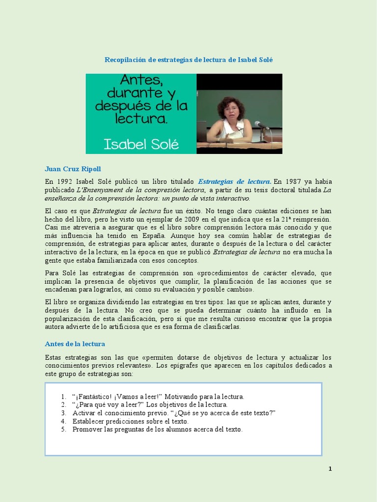 Semana 4-Estrategias Antes-Durante y Después | PDF | Aprendizaje ...
