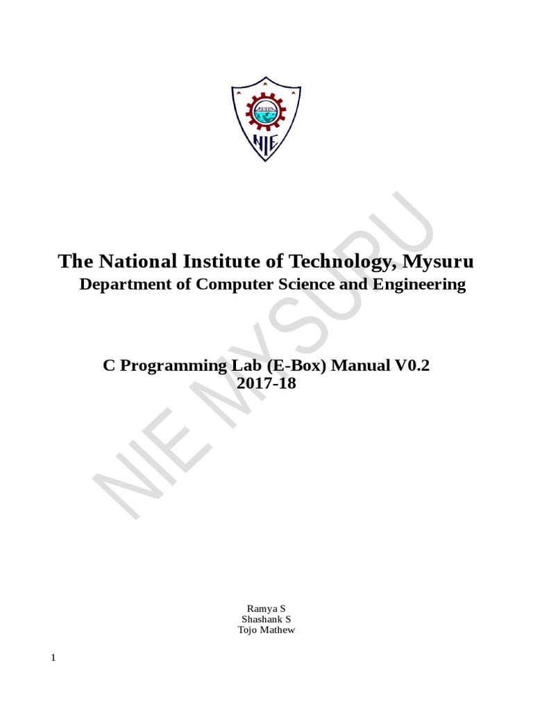 C Programming Lab Manual (2018-19) V0.2 | PDF | Variance | Matrix ...