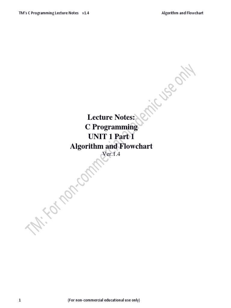 Unit 1 - I Algorithms and Flowcharts v1.4 | PDF | Algorithms | Computer Programming