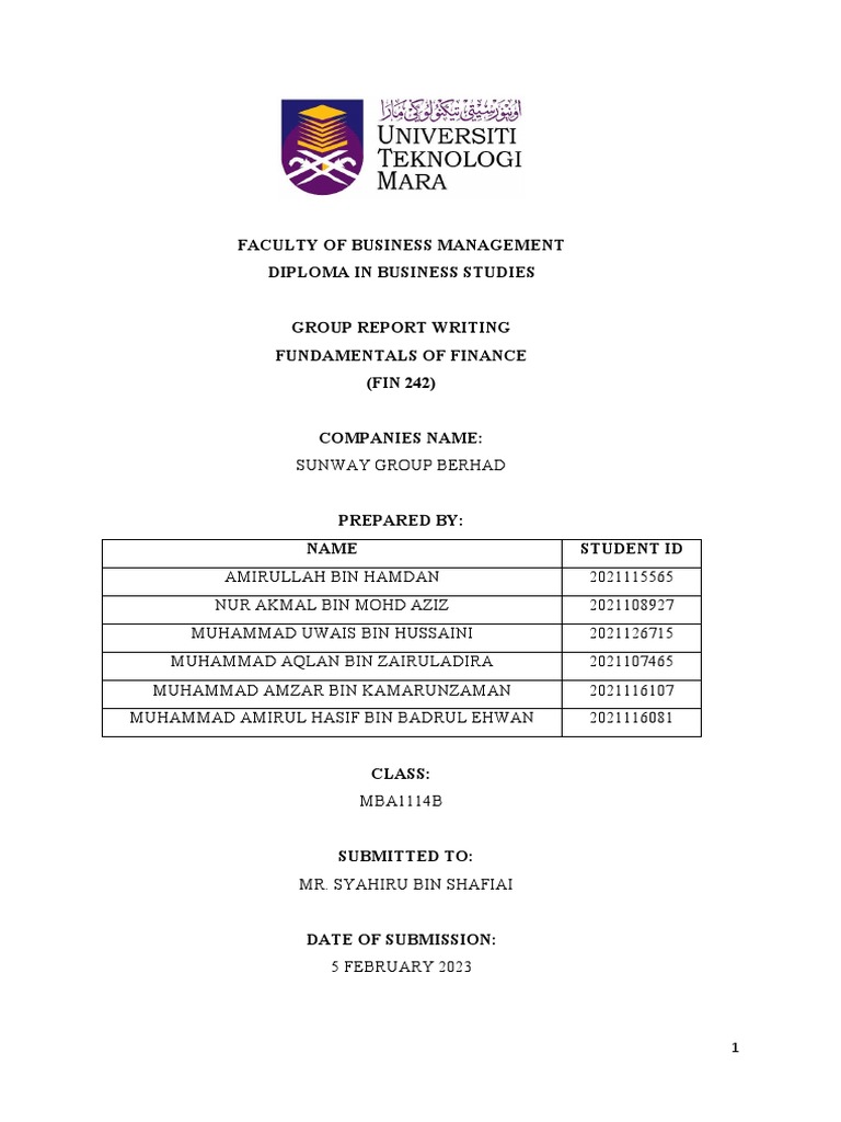 Group Written Report (Sunway Berhad) | PDF | Bonds (Finance) | Revenue