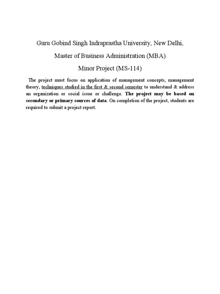 MBA 2ND SEM Minor Project GUIDELINES | PDF