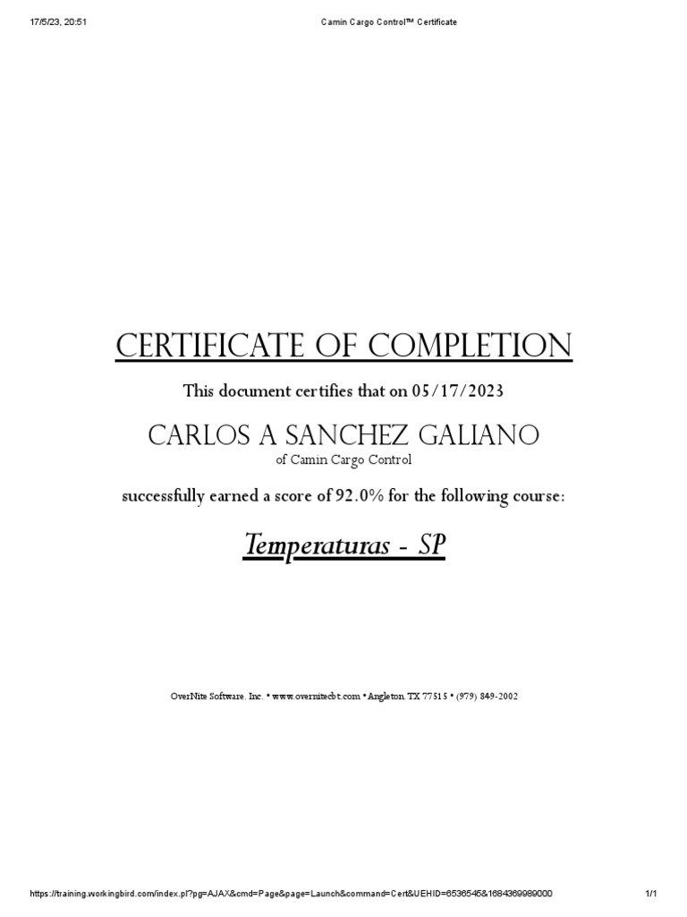 Camin Cargo Control™ Certificate 5 | PDF