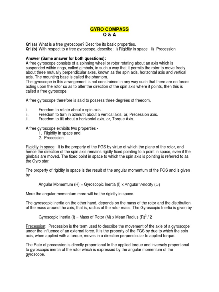 GYRO Key (Q - A) | PDF | Gyroscope | Rotation