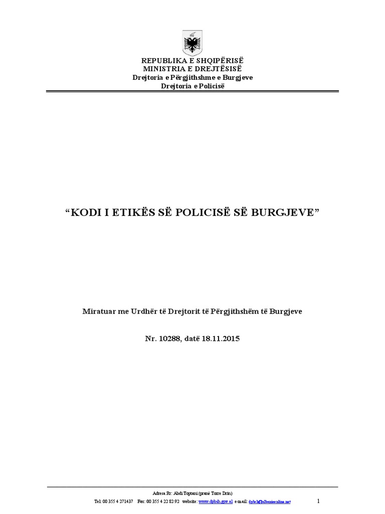 Kodi I Etikes I Policise Se Burgjeve | PDF
