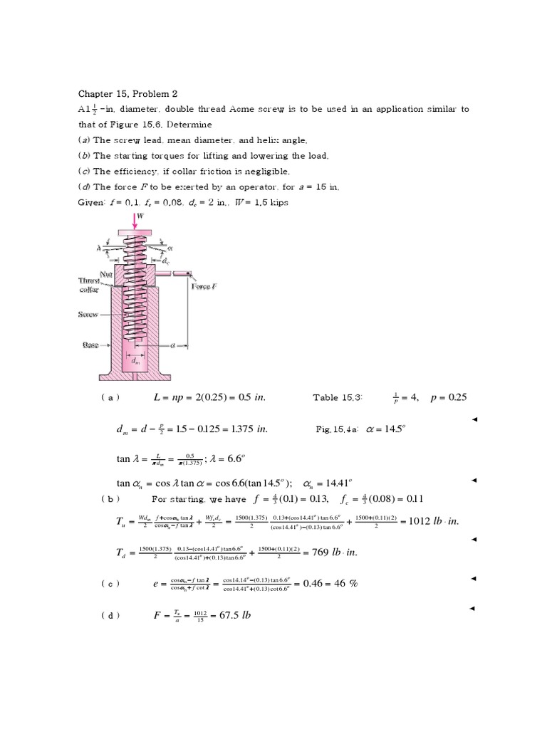 Problem Solution ch15 | PDF | Screw | Stress (Mechanics)