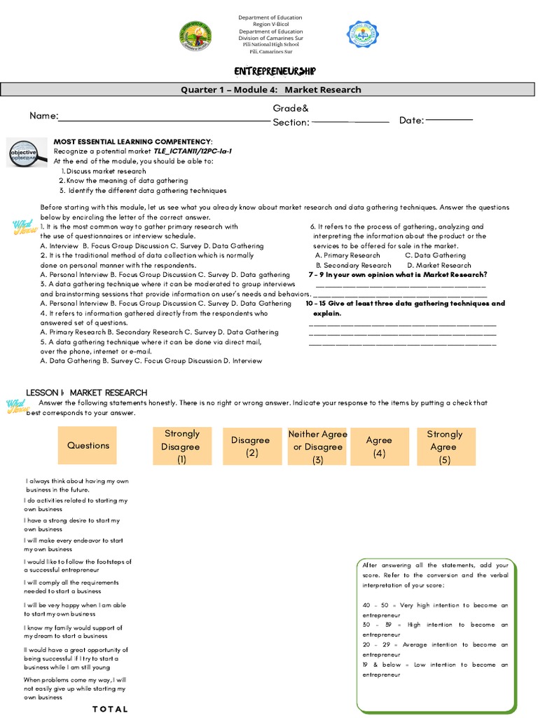 Quarter 1 Module 4 Recognize and Understand The Market | PDF | Focus ...