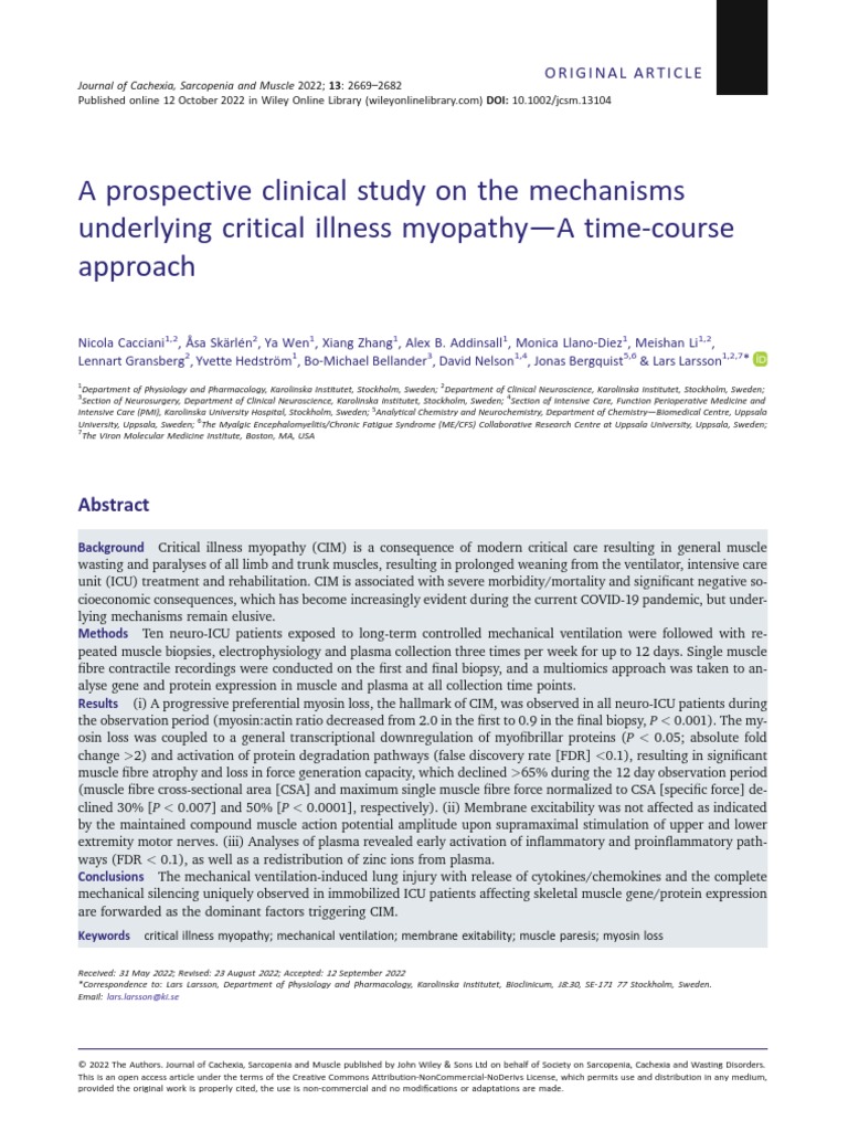 A Prospective Clinical Study On The Mechanisms Underlying Critical ...