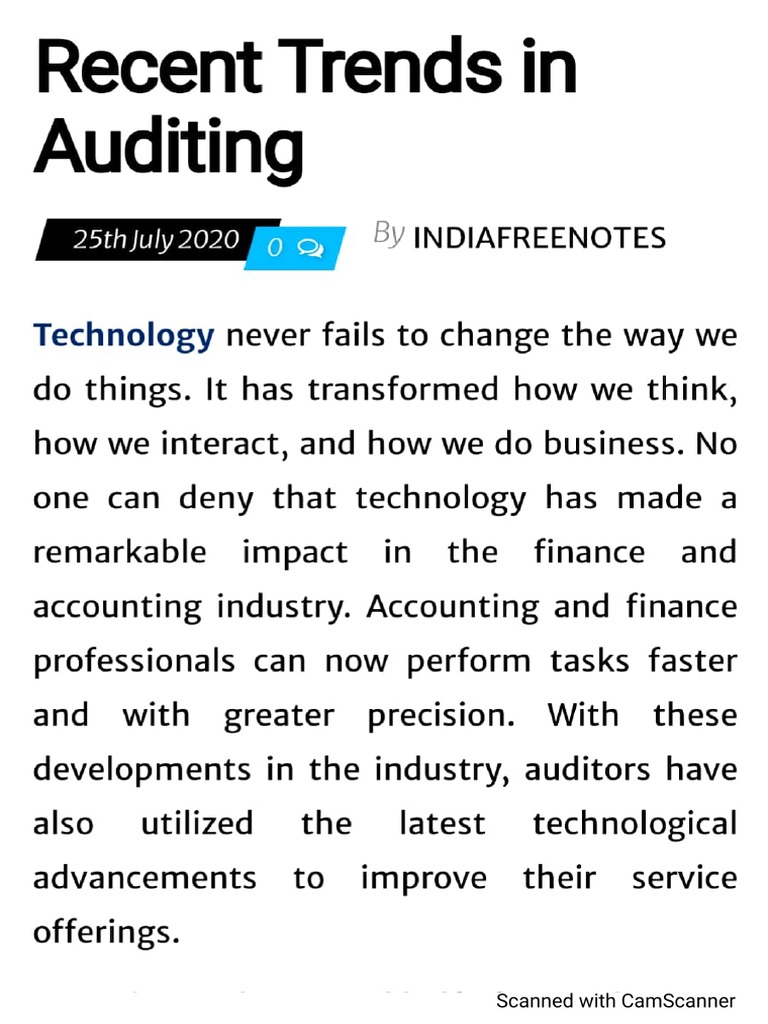 recent trends in auditing | PDF