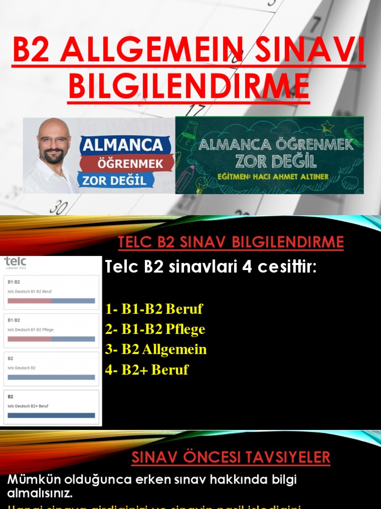 B2 Allgemein SINAV BILGILENDIRME DERSI Haa | PDF