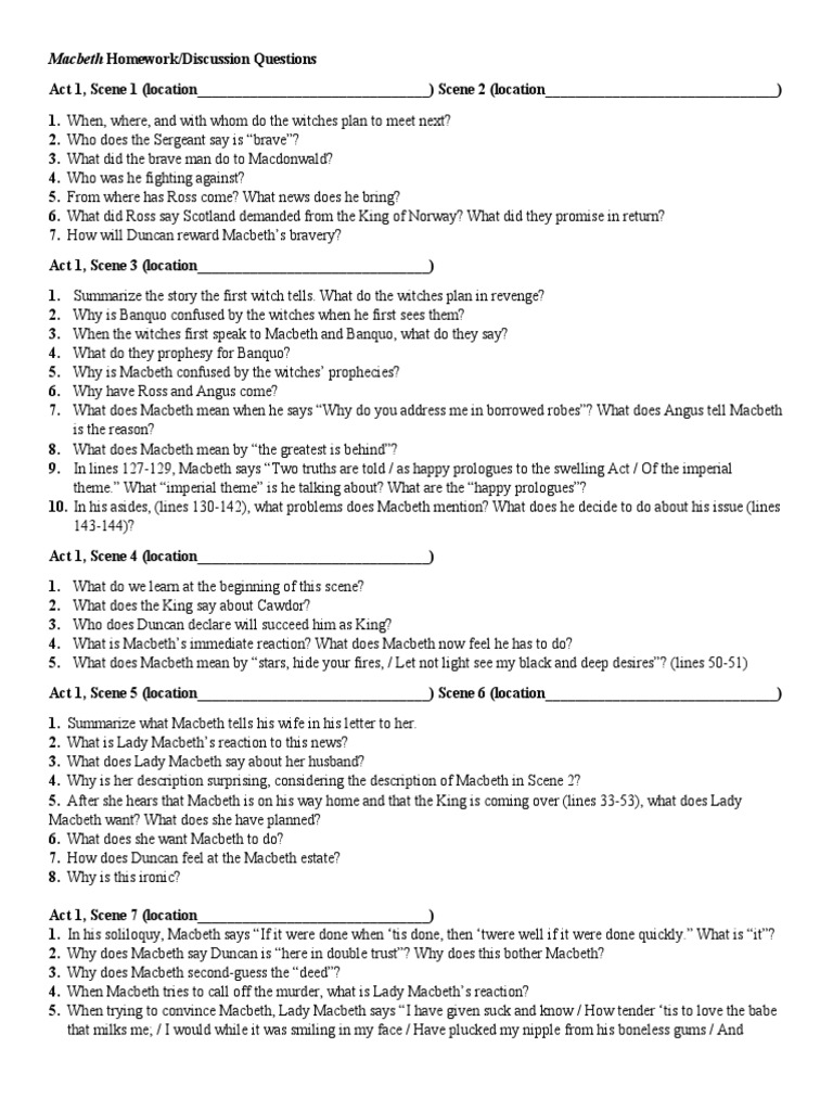 Macbeth_Questions | PDF