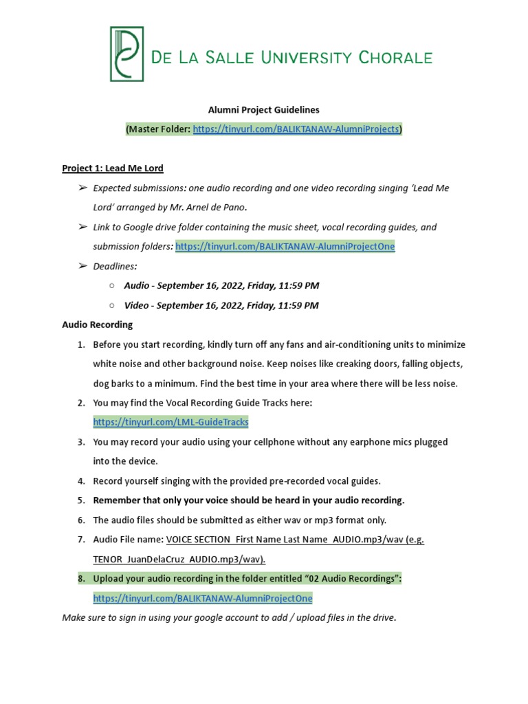 BALIKTANAW_Alumni-Project-GuidelinesUPDATED | PDF | Singing | Video