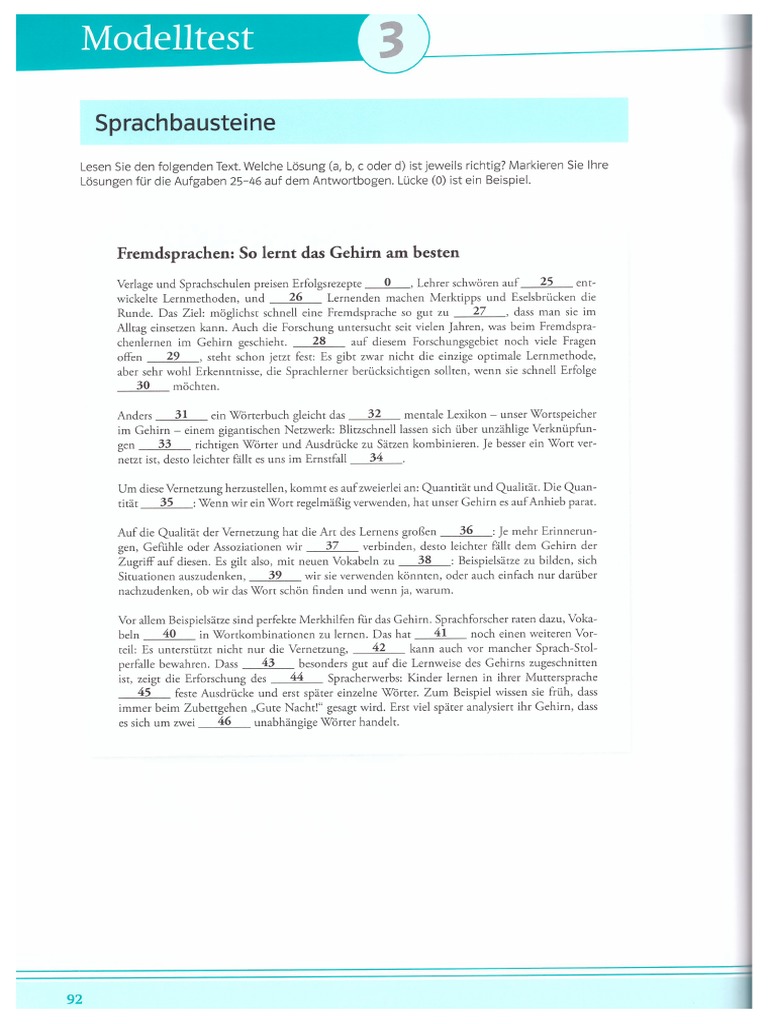 Modelltest 3_Sprachbausteine | PDF