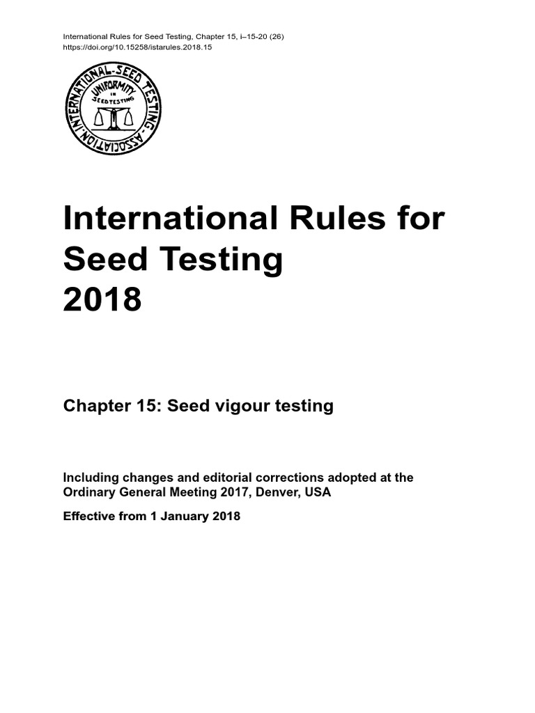 Seed Vigour Testing | PDF