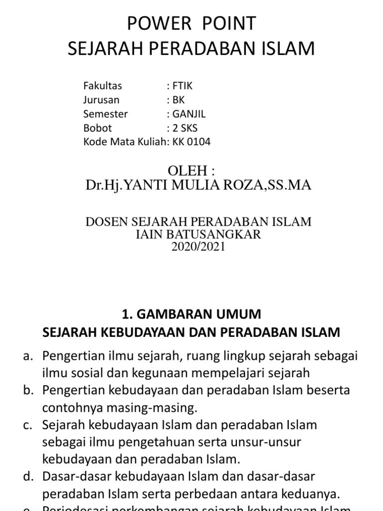 Power Point Materi Sejarah Peradaban Islam - Salin | PDF