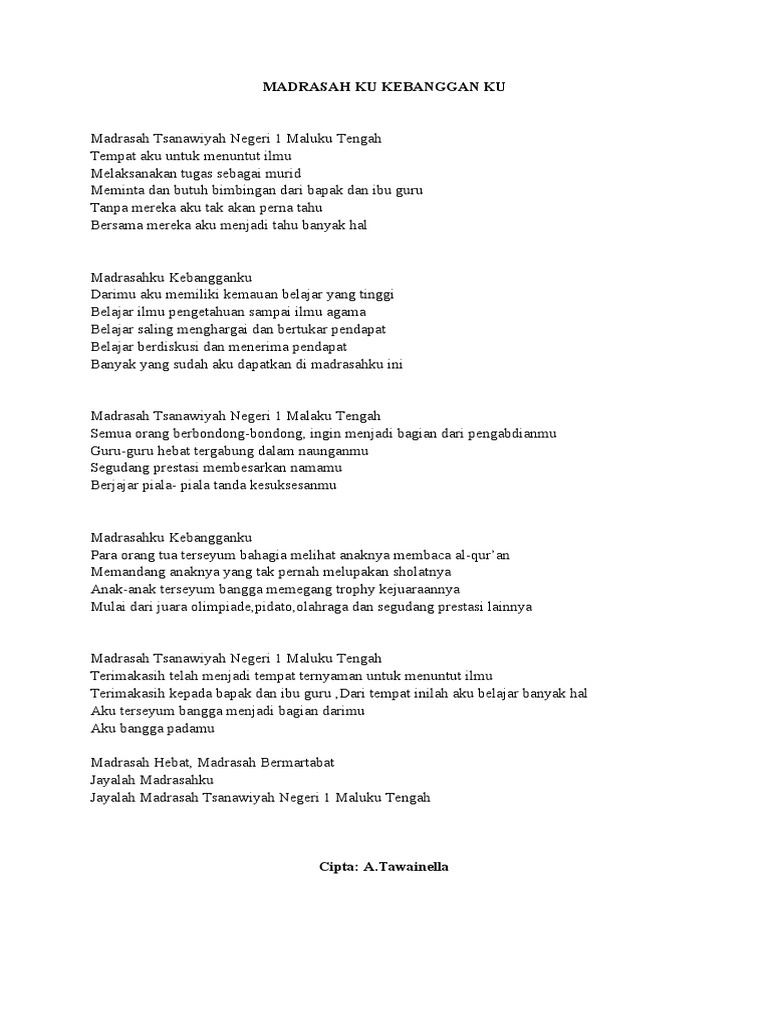 Puisi MADRASAH KU KEBANGGAN KU | PDF