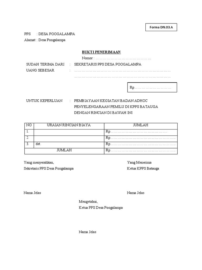 Bukti Penerimaan Dana Tahapan Pemilu | PDF