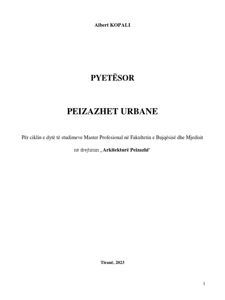 Pyetesor Peizazhi Urban - MP Arkitekture 2022-2023 | PDF