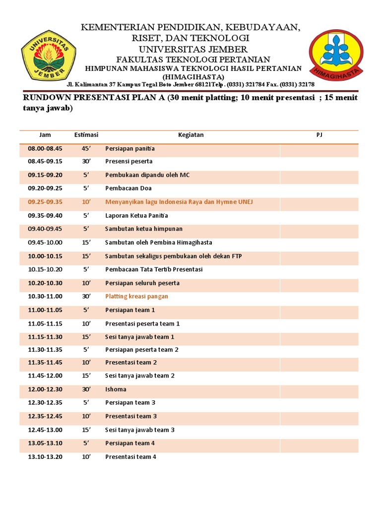 Rundown Presentasi Himagihasta | PDF