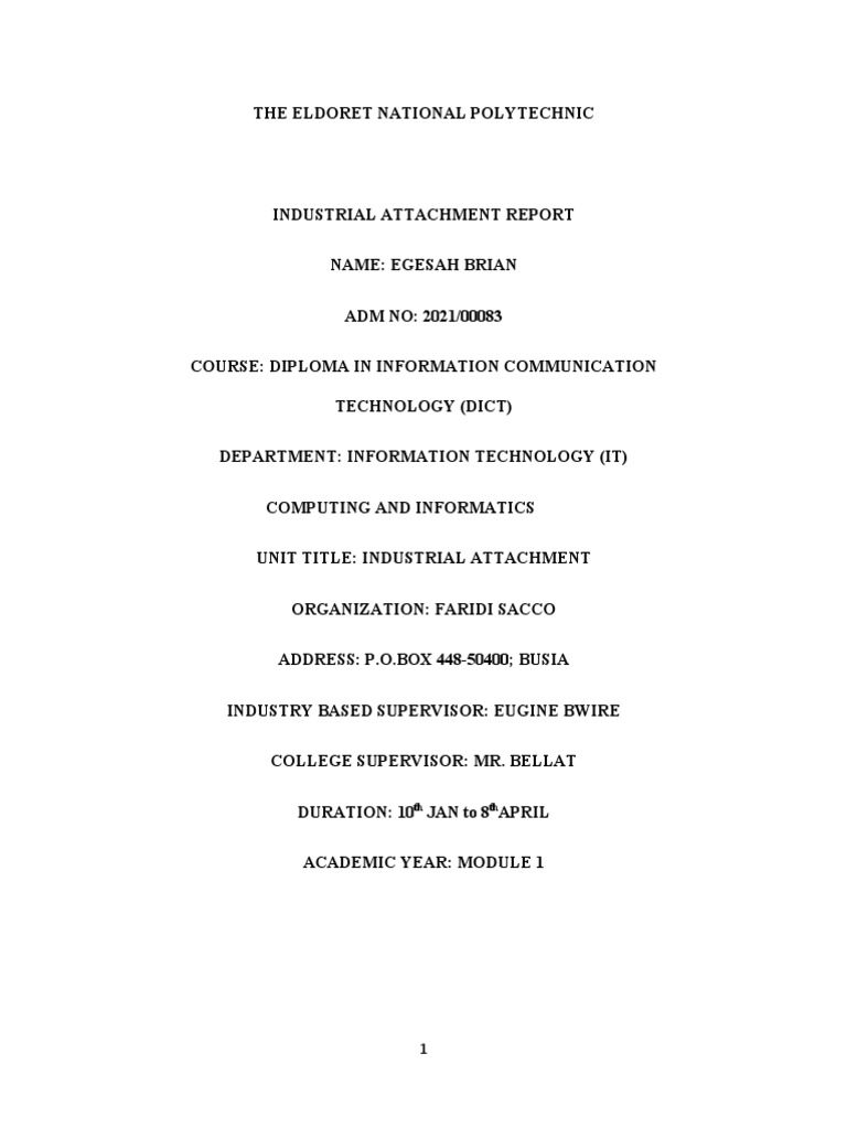 ICT Internship Report | PDF | Computer Network | Information Technology