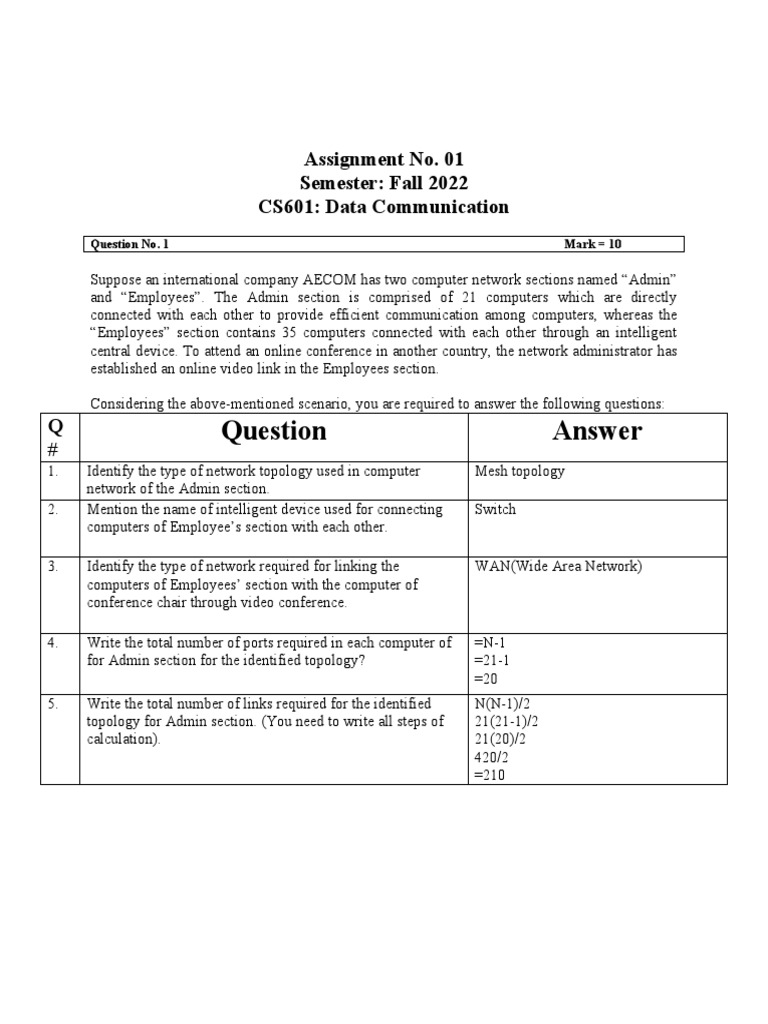 Assignment No | PDF | Computer Network | Osi Model