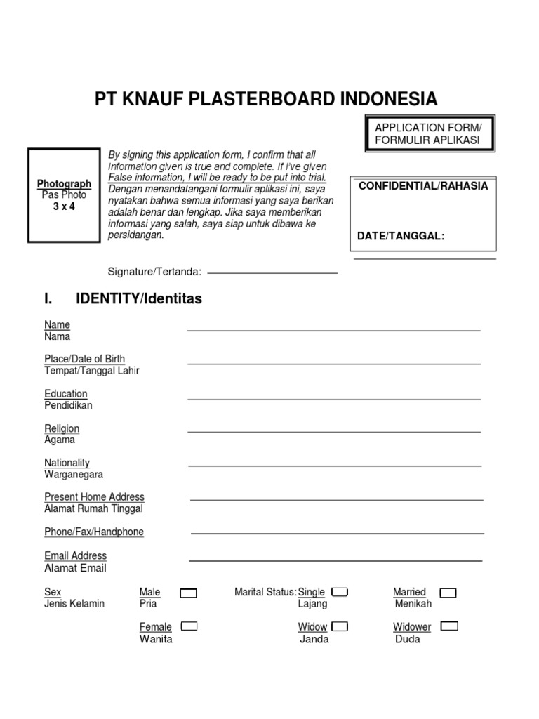 Application Form-Bilingual Form KPI | PDF