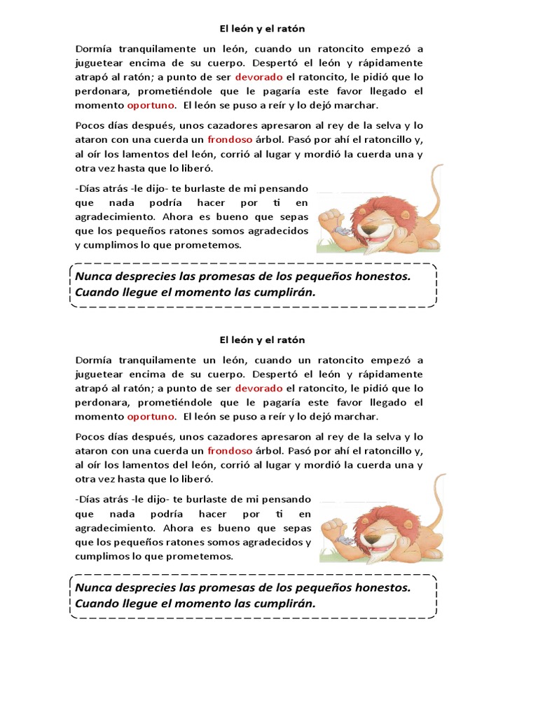El león y el ratón | PDF