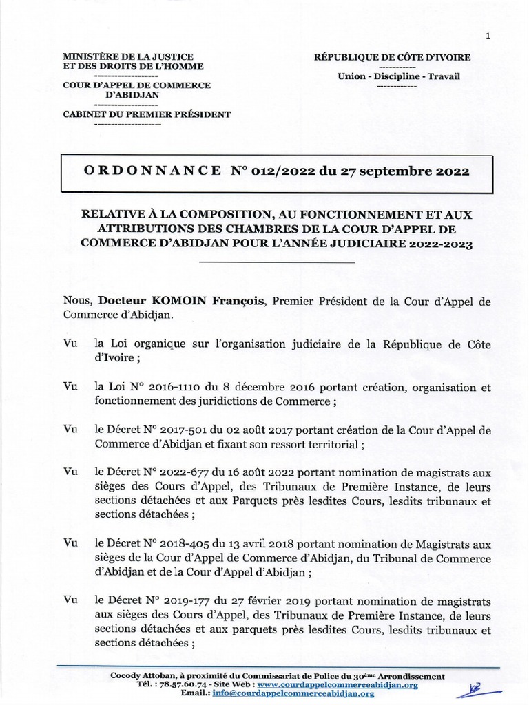 Ordonnance 2022 2023 | PDF