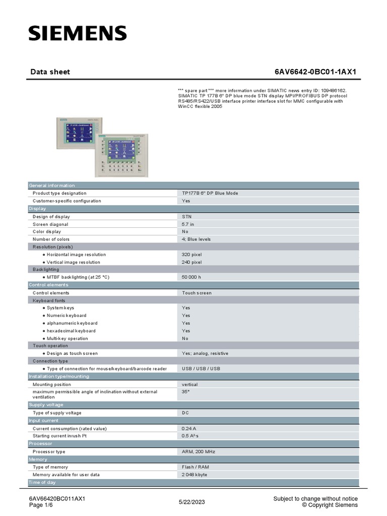 6AV66420BC011AX1 Datasheet en | PDF | Computer Keyboard | Icon (Computing)