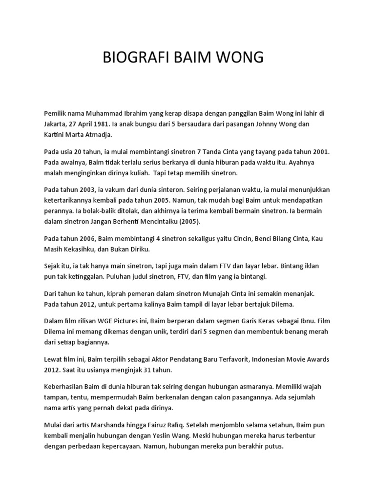 BIOGRAFI BAIM W-WPS Office | PDF