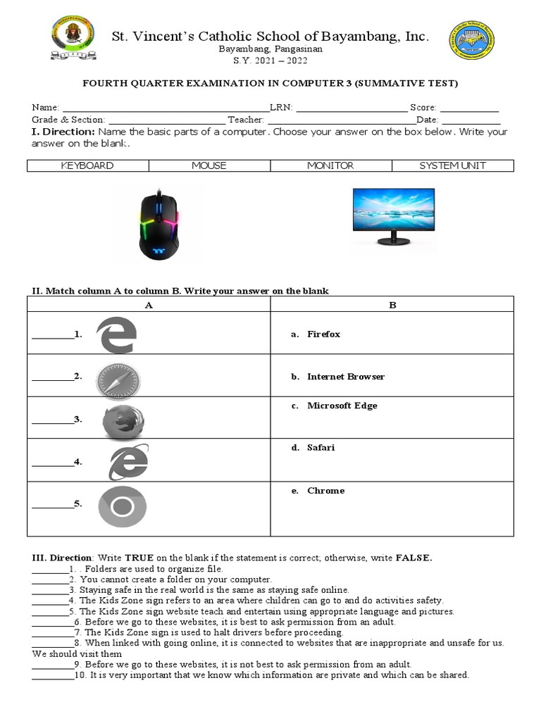 Q4 Summative TEST COMPUTER 3 | PDF | Computing | Software