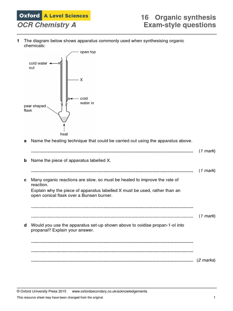 Organic Synthesis Exam Questions | PDF