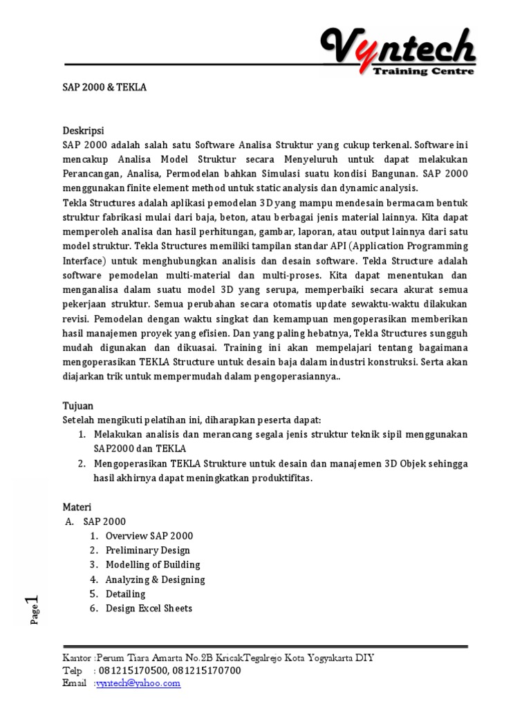 Pelatihan SAP 2000 dan TEKLA Struktur | PDF