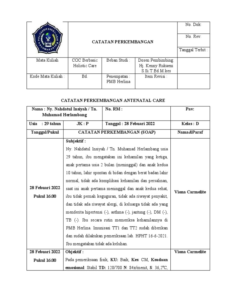 Pendokumentasian Anc | PDF