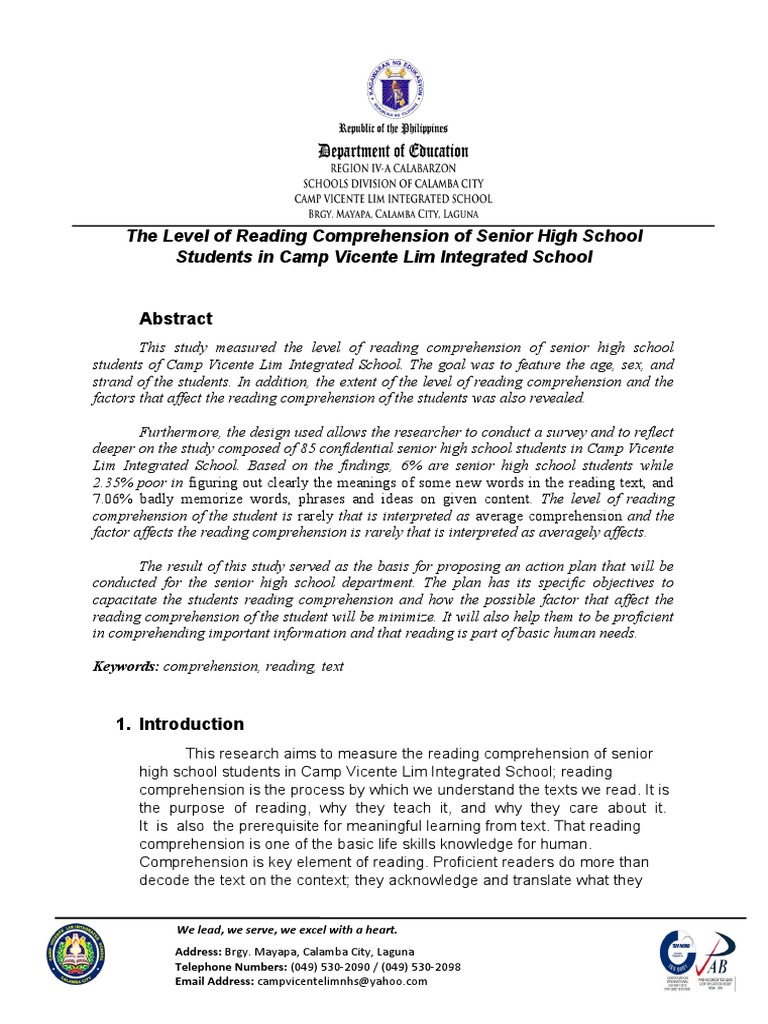 FINAL COPY Practical Research | PDF | Reading Comprehension | Behavior Modification