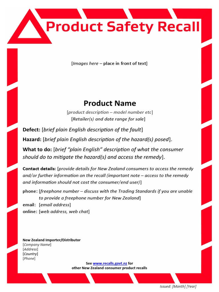 Product Recall Notice Template | PDF