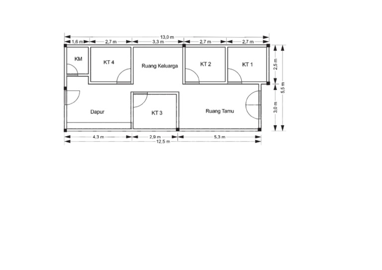 DENAH RUMAH 13x5,5m | PDF