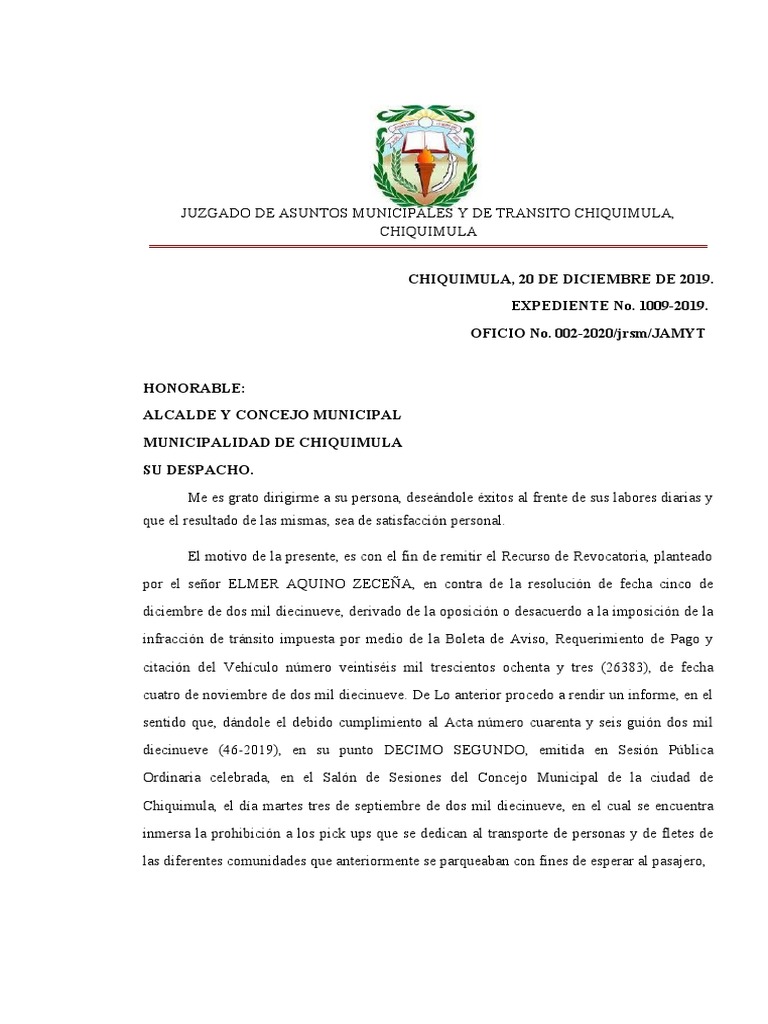 Informe Circunstanciado 1009-2019 | PDF | Finanzas y dinero
