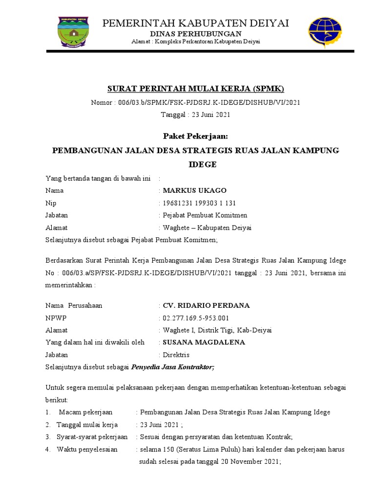 SPMK Konstruksi Rahfan | PDF | Pengelolaan Keuangan & Uang | Hukum