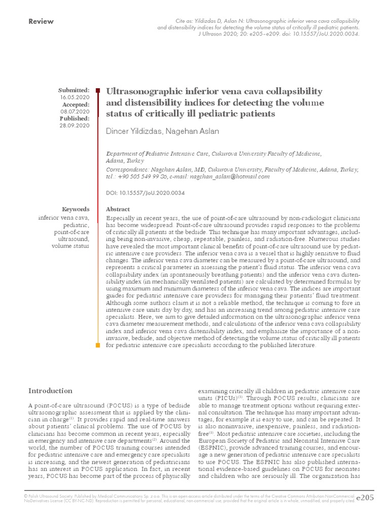 Ultrasonographic Inferior Vena Cava Collapsibility and Distensibility Indices For Detecting The ...