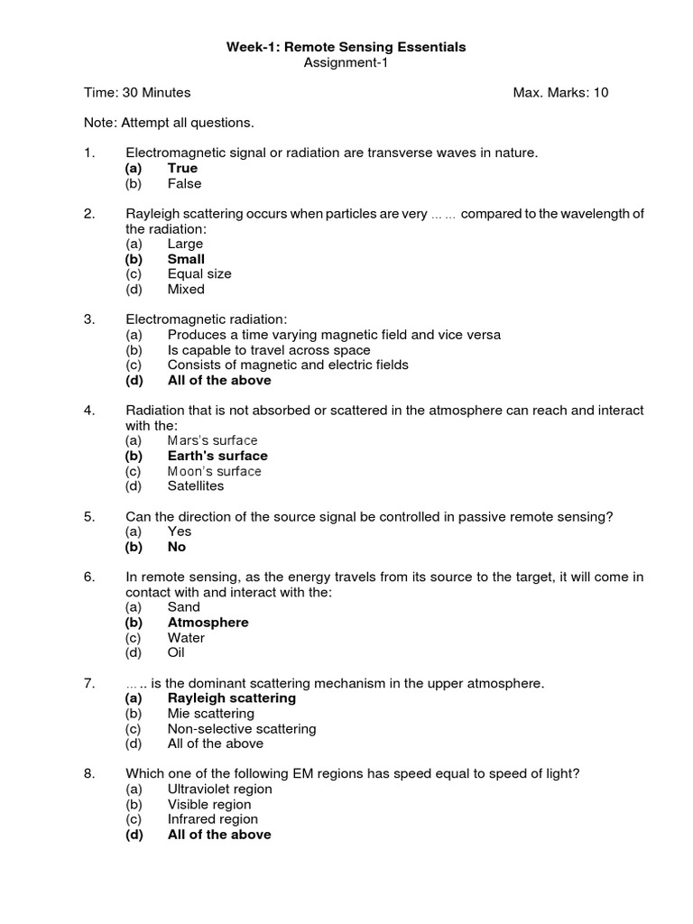 Remote Sensing Essentials Quiz | PDF