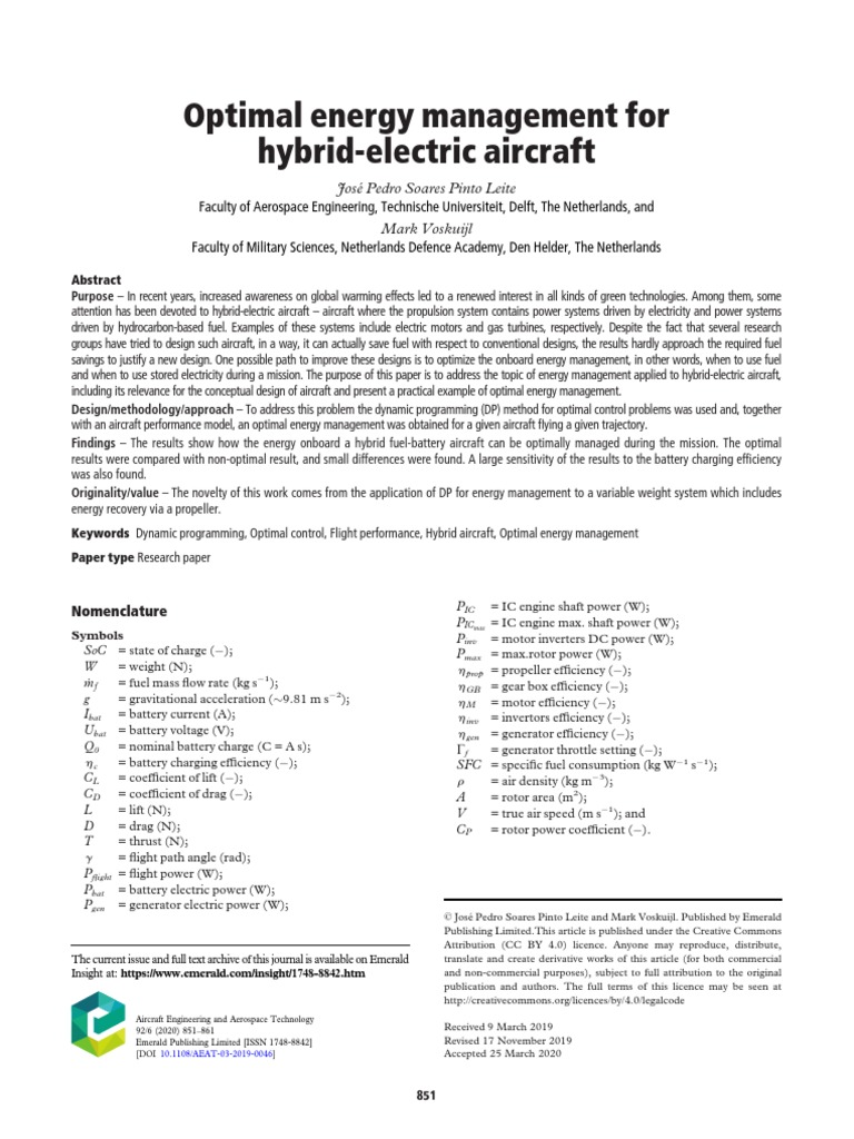 Hybrid Aircraft Energy Optimization | PDF | Hybrid Electric Vehicle ...