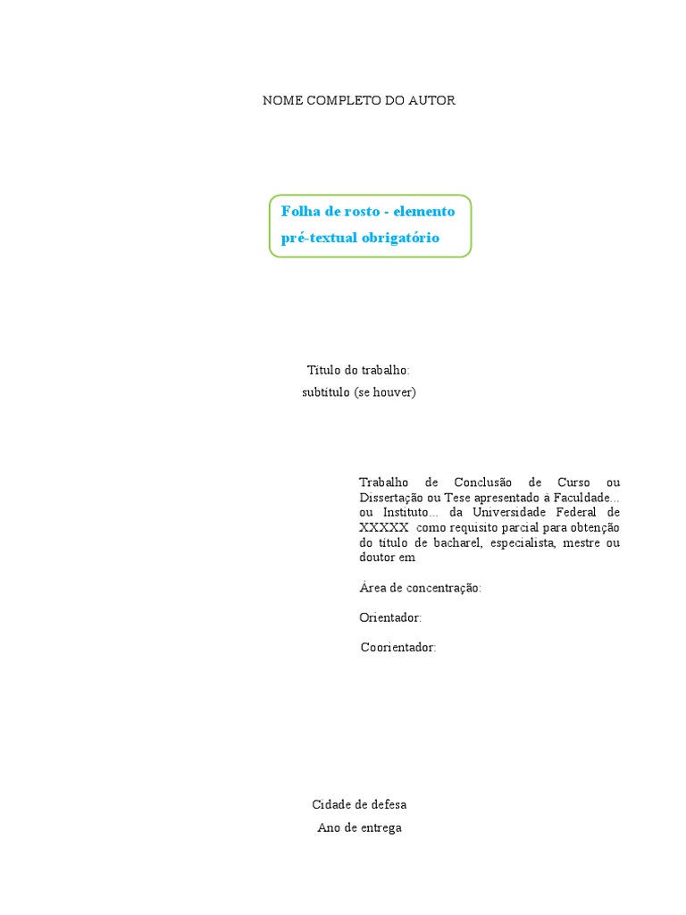 2 Modelo Folha de Rosto Abnt | PDF 2 Modelo Folha de Rosto Abnt | PDF